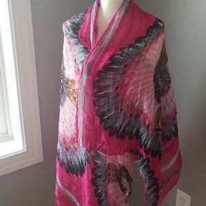 Accessories | Gorgeous Floral And Feather Scarf | Poshmark